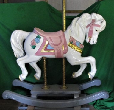 Carousel Rocking Horse with Flowers, Adult Size Fiberglass B > Rocking ...
