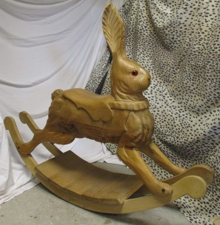Vintage Wood Rocking Carousel Rabbit > Carousel Animals, Menagerie ...